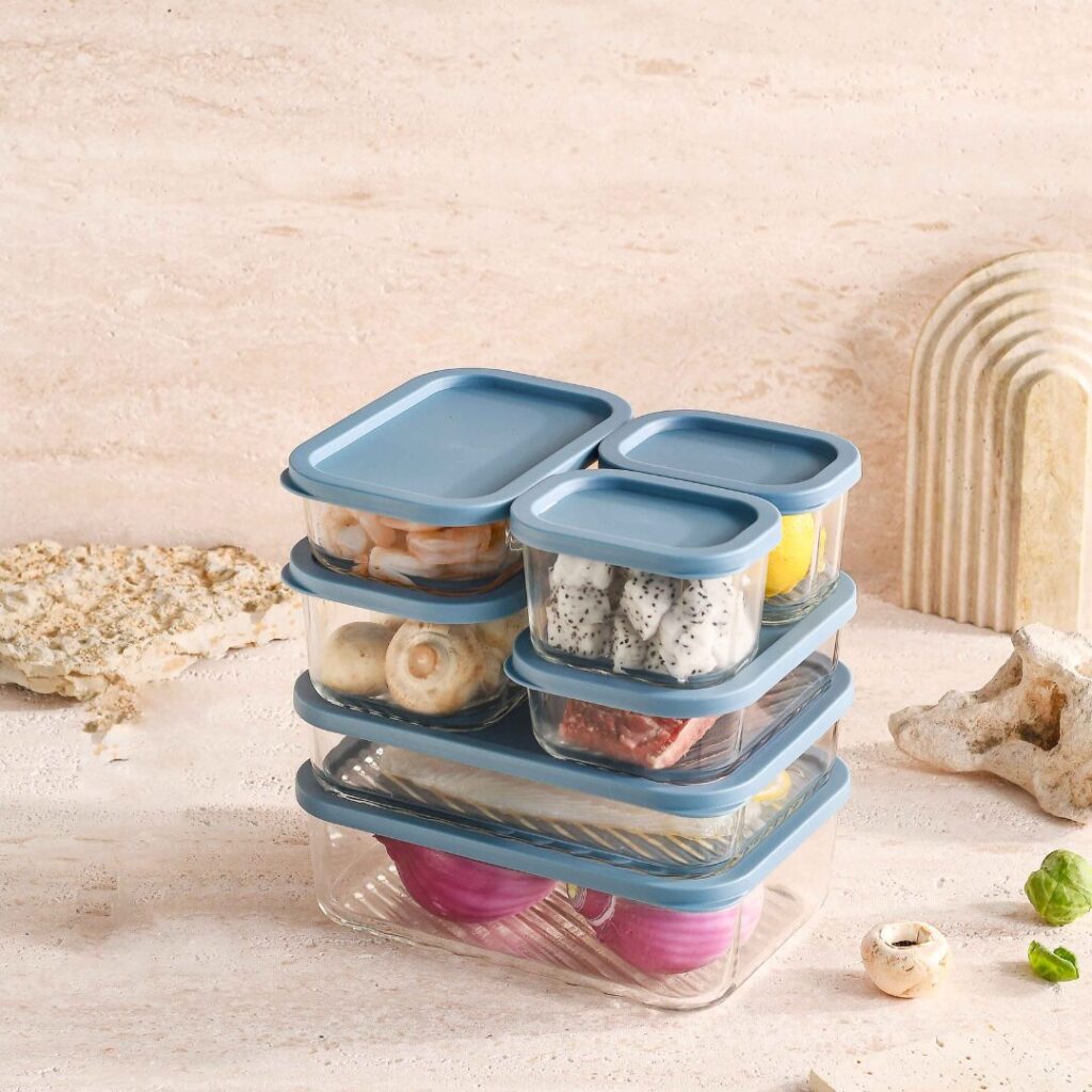 7 Borosilicate Glass Storage Containers Set With Plastic Lid – Giacomo ...
